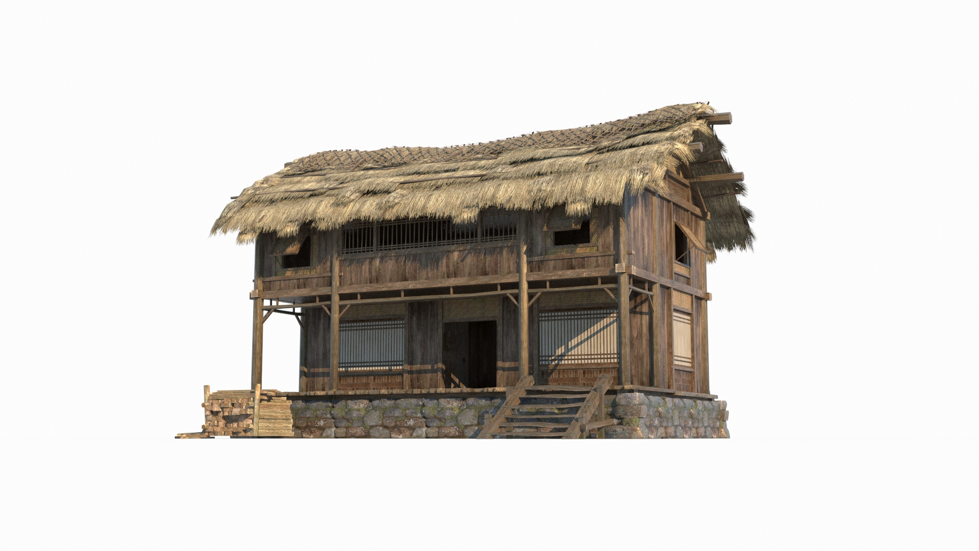 Asian Ancient Architecture Village Thatched Cottage Model - TurboSquid ...