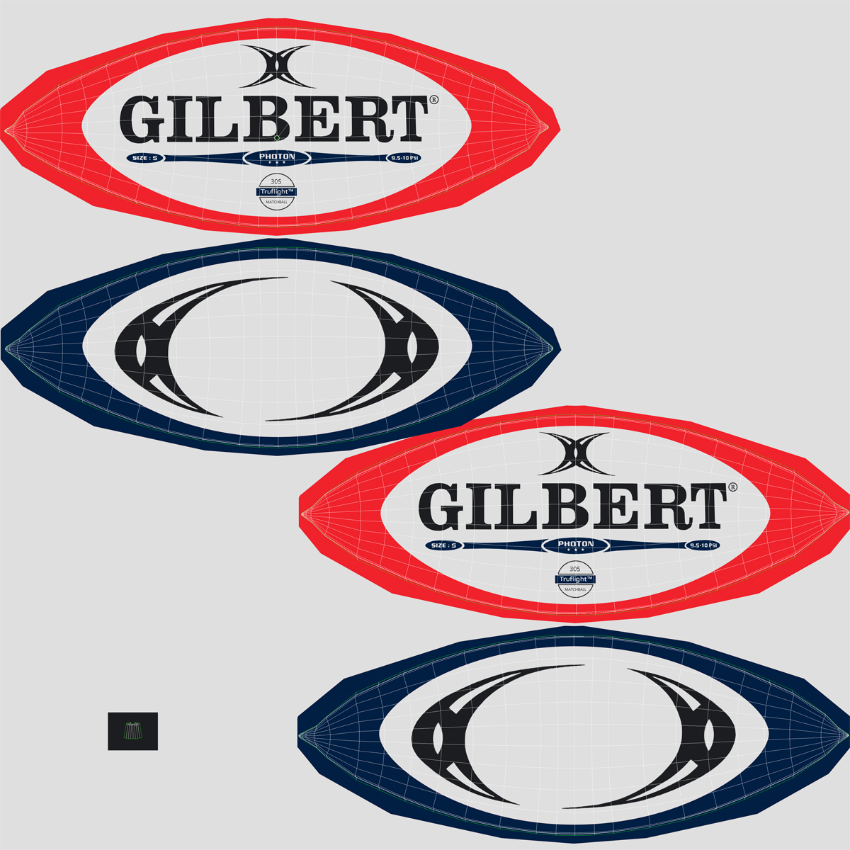 3d model rugby ball gilbert