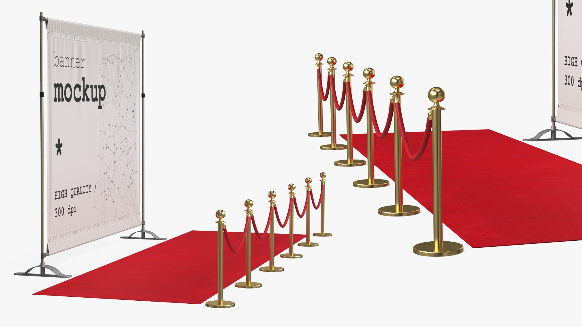 Mockup Press Wall With Red Carpet Barrier Event 3D Model - TurboSquid ...
