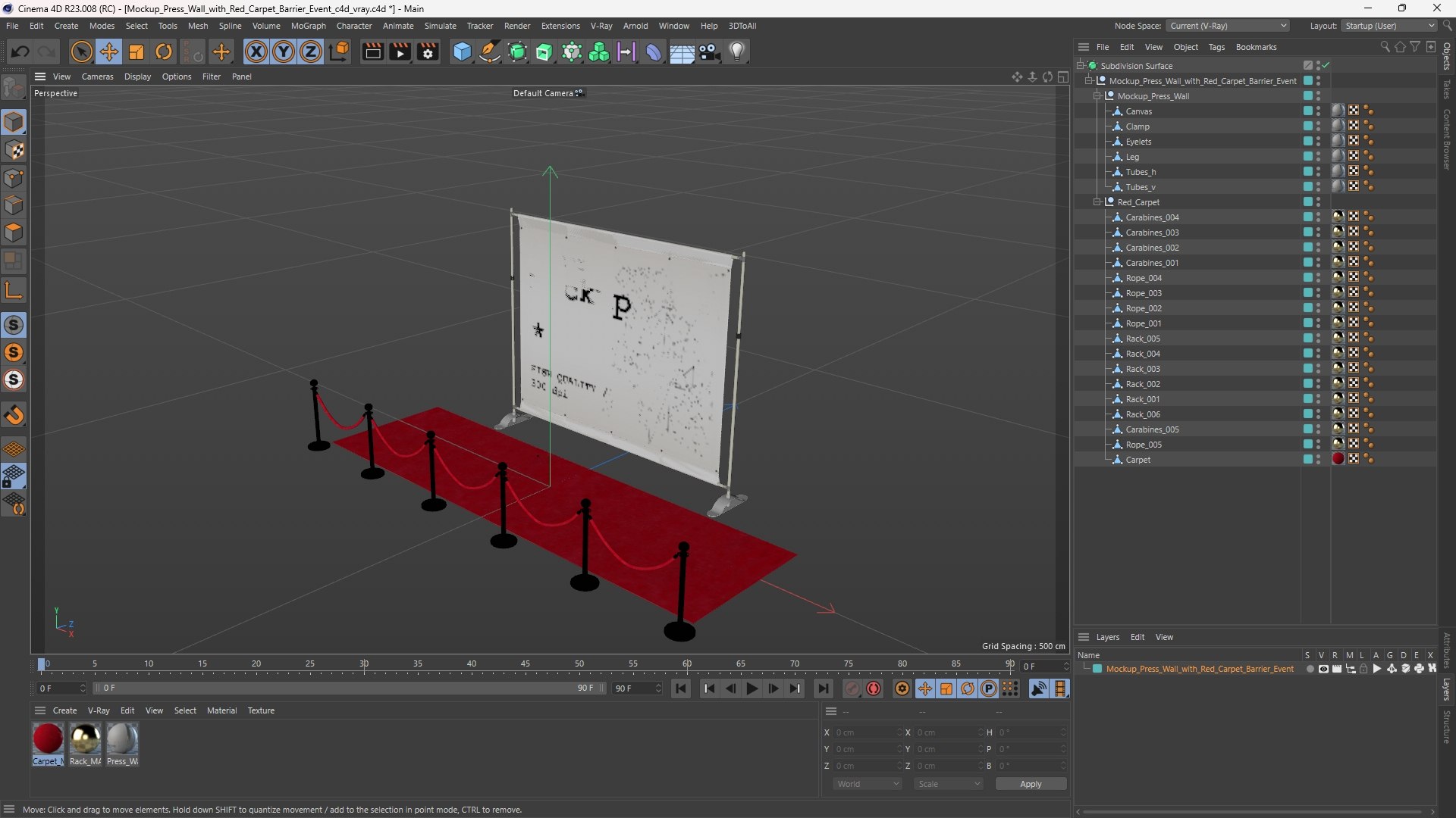 Mockup Press Wall With Red Carpet Barrier Event 3D Model - TurboSquid ...
