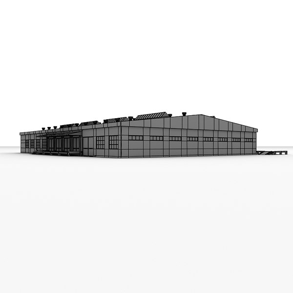 3d model industrial building warehouse 10