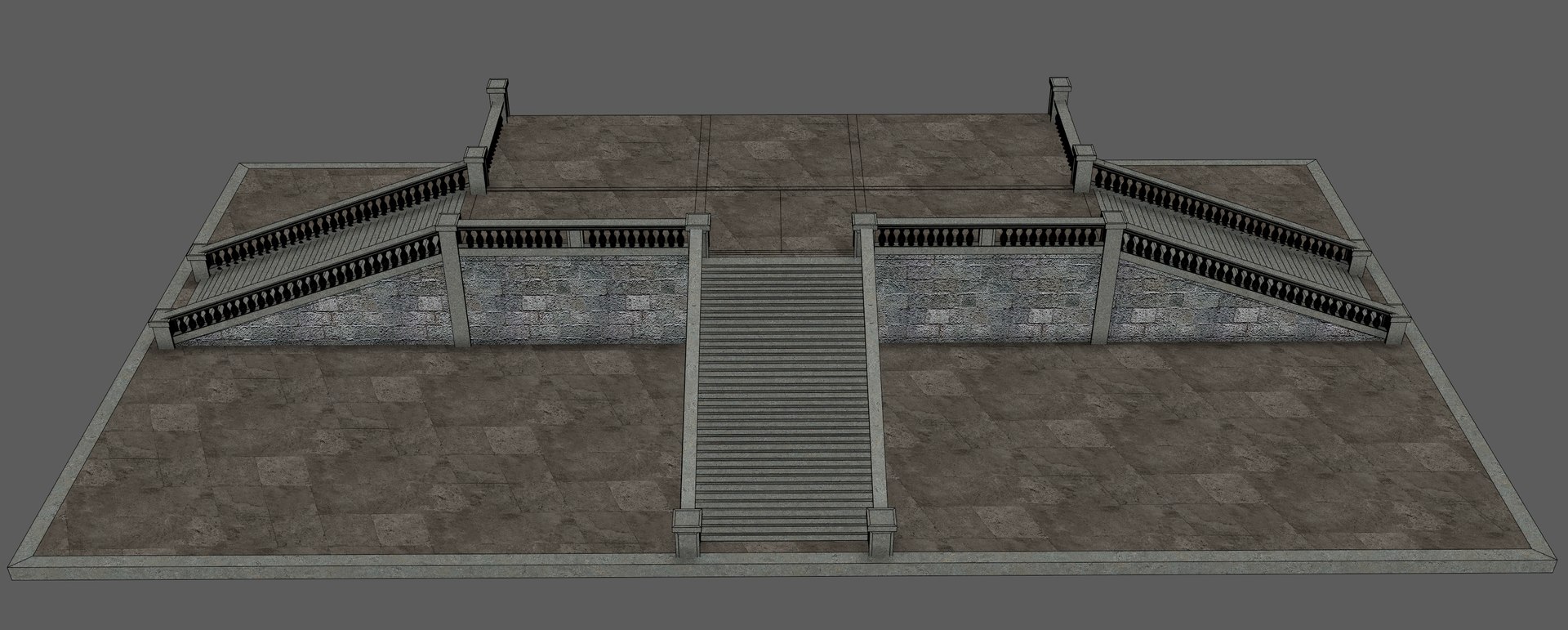 3D Classic Triple Stairs - TurboSquid 2356695