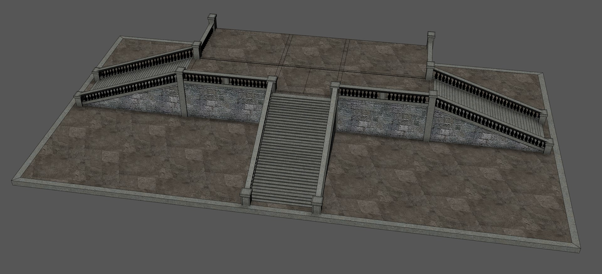 3D Classic Triple Stairs - TurboSquid 2356695