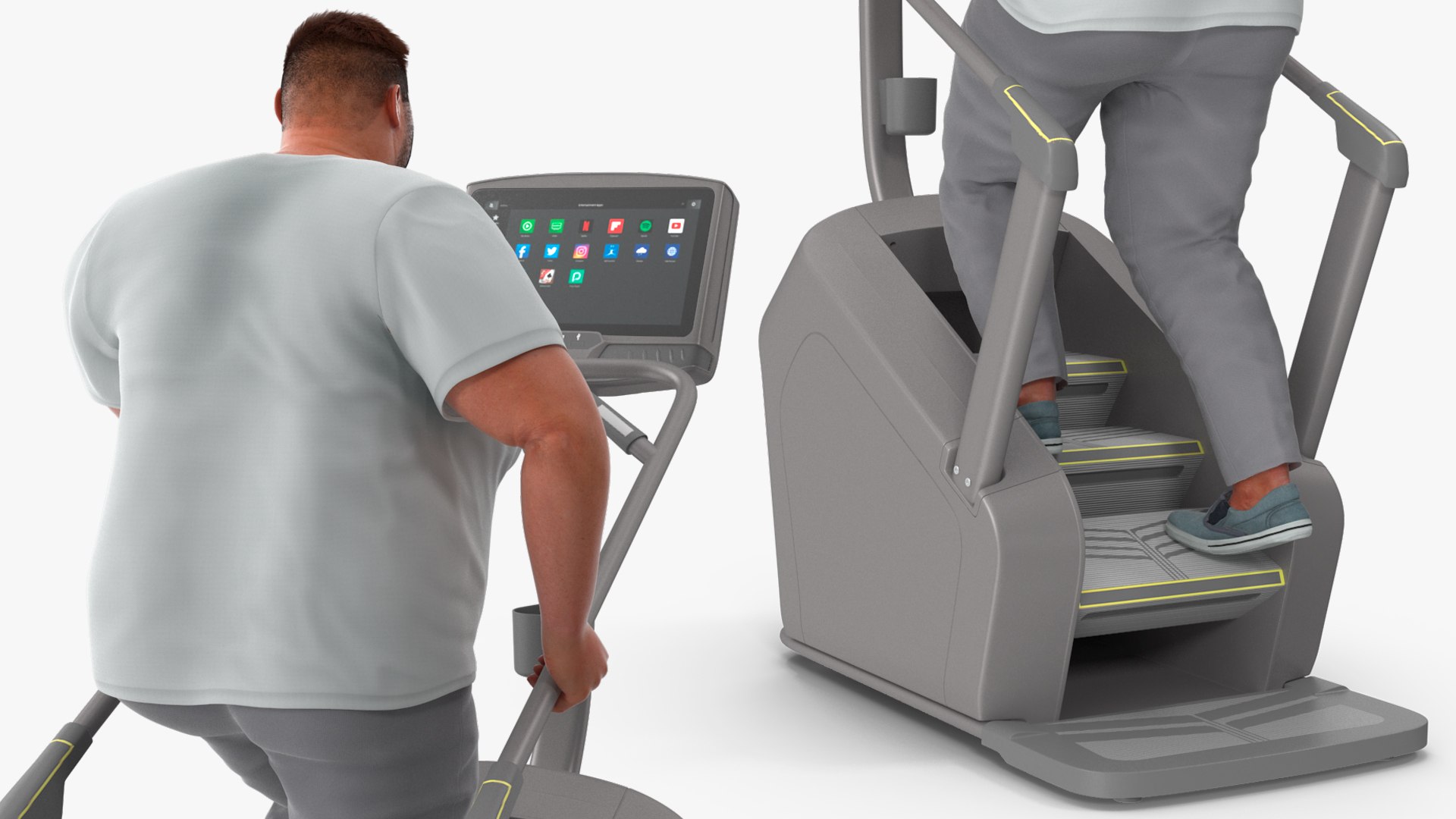 3D Fat Guy On A Stair Stepping Workout Fur - TurboSquid 2243593