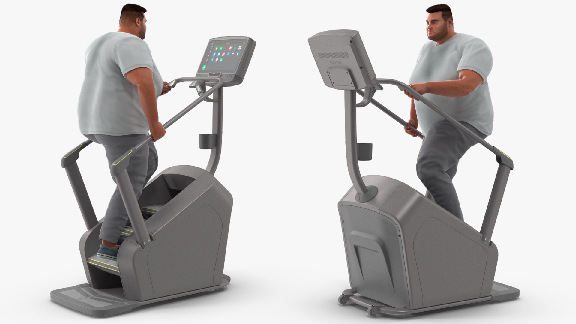 3D Fat Guy On A Stair Stepping Workout Fur - TurboSquid 2243593