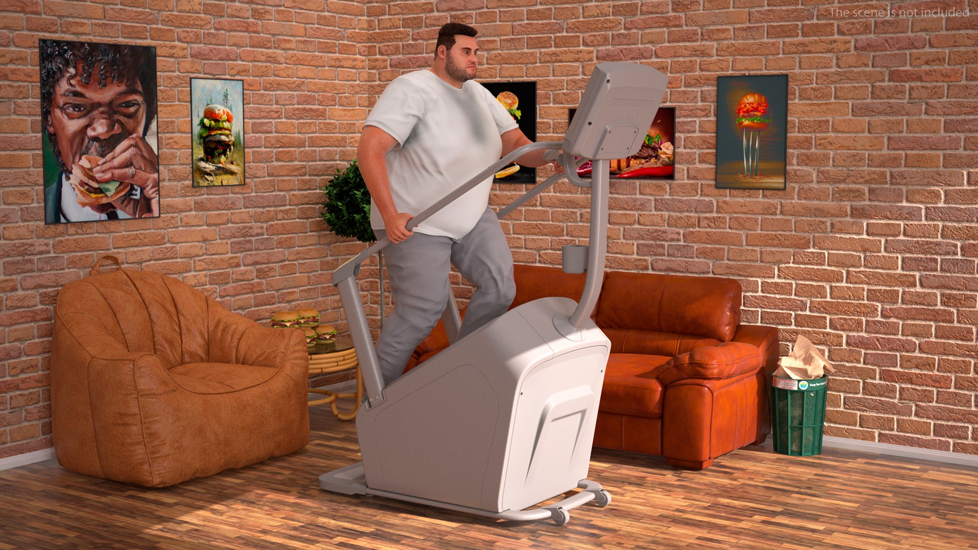 3D Fat Guy On A Stair Stepping Workout Fur - TurboSquid 2243593