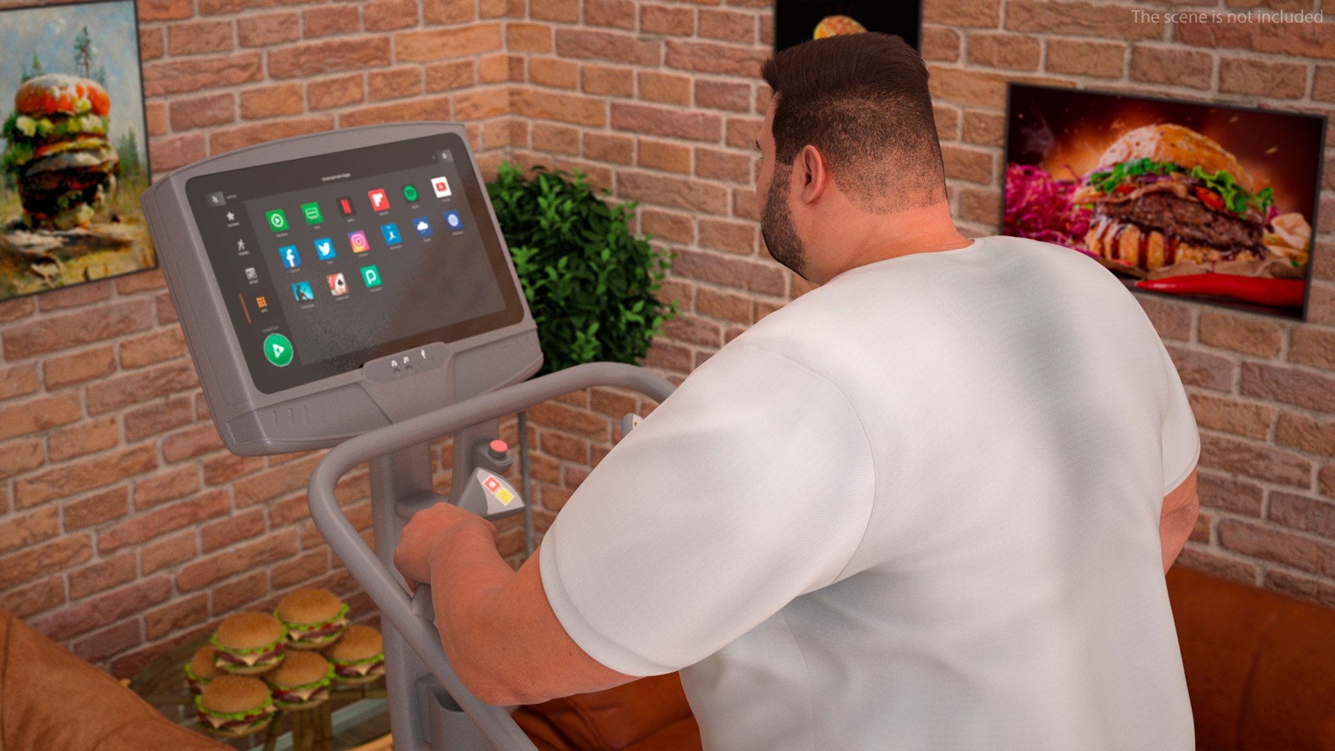 3D Fat Guy On A Stair Stepping Workout Fur - TurboSquid 2243593
