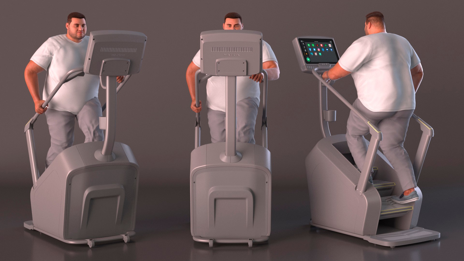 3D Fat Guy On A Stair Stepping Workout Fur - TurboSquid 2243593