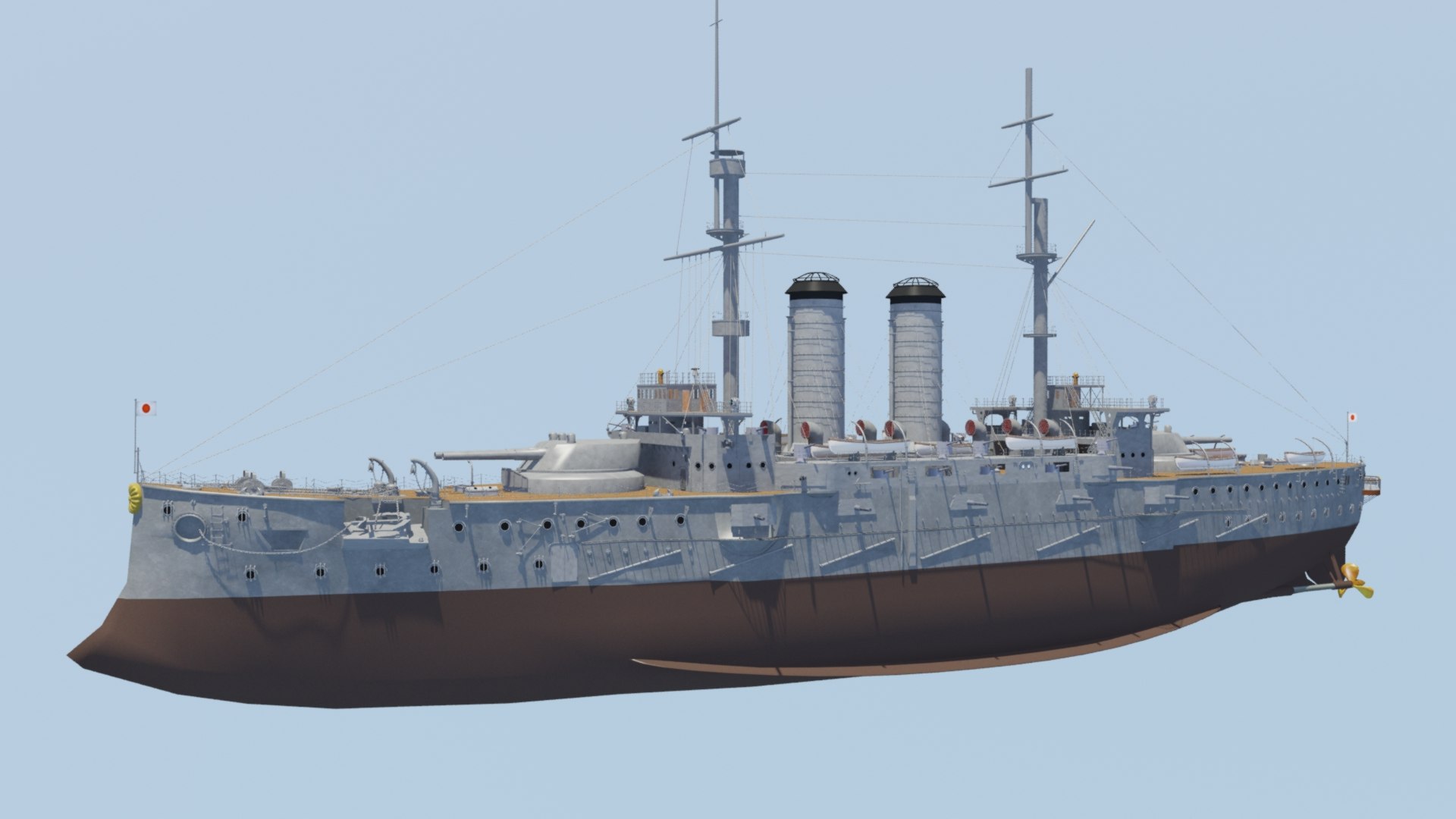 Japanese Mikasa Battleship Model - TurboSquid 1819462