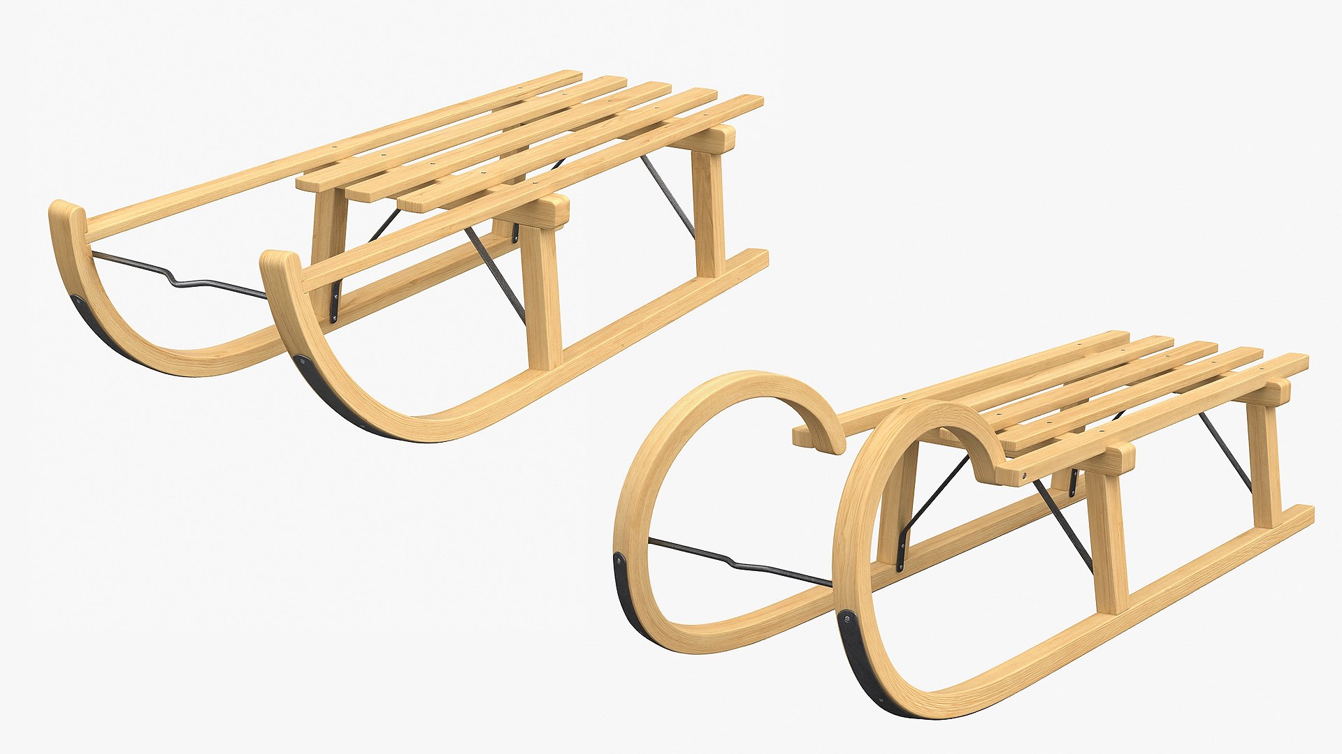Wooden Sledge Collection Model - TurboSquid 2321745