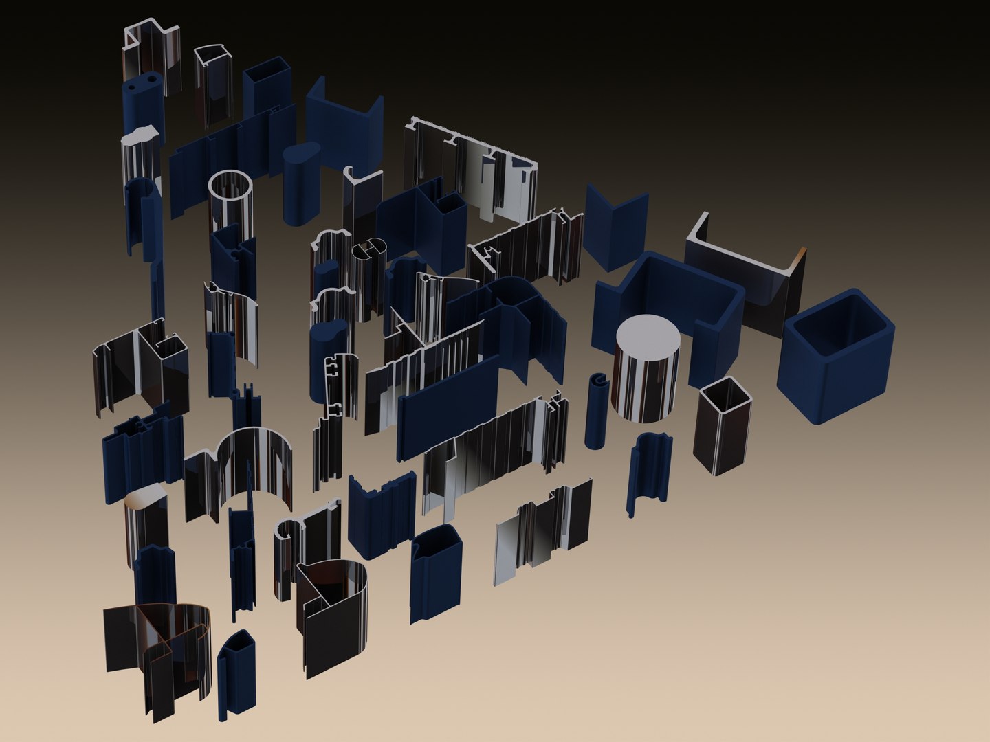 Extruded Aluminium Profile Enclosures Set for Auto Parts 3D model ...