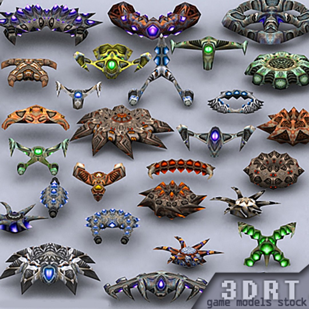 3d sci-fi aliens fleet - model