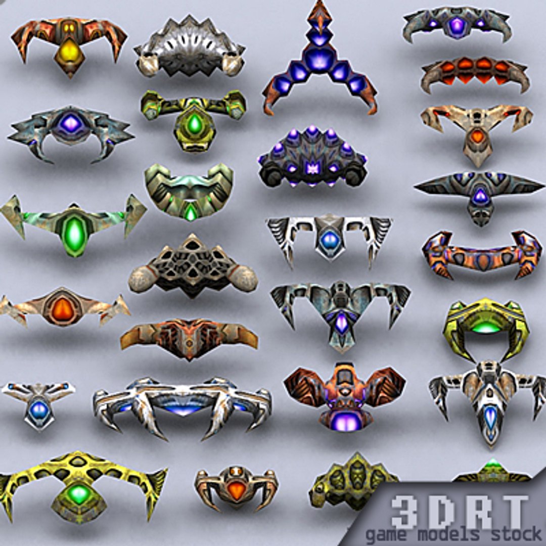 3d sci-fi aliens fleet - model
