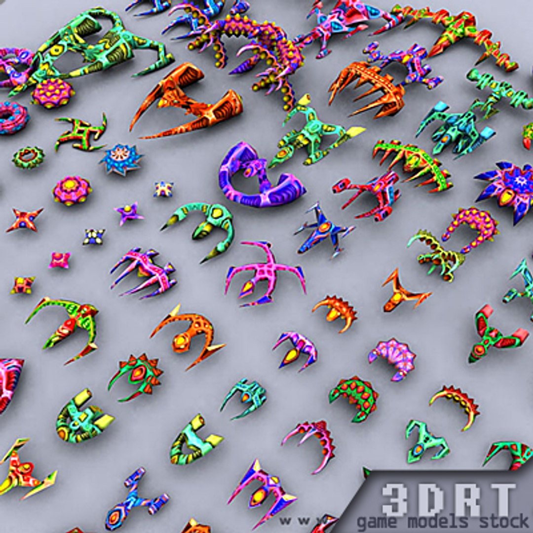 3d sci-fi aliens fleet - model