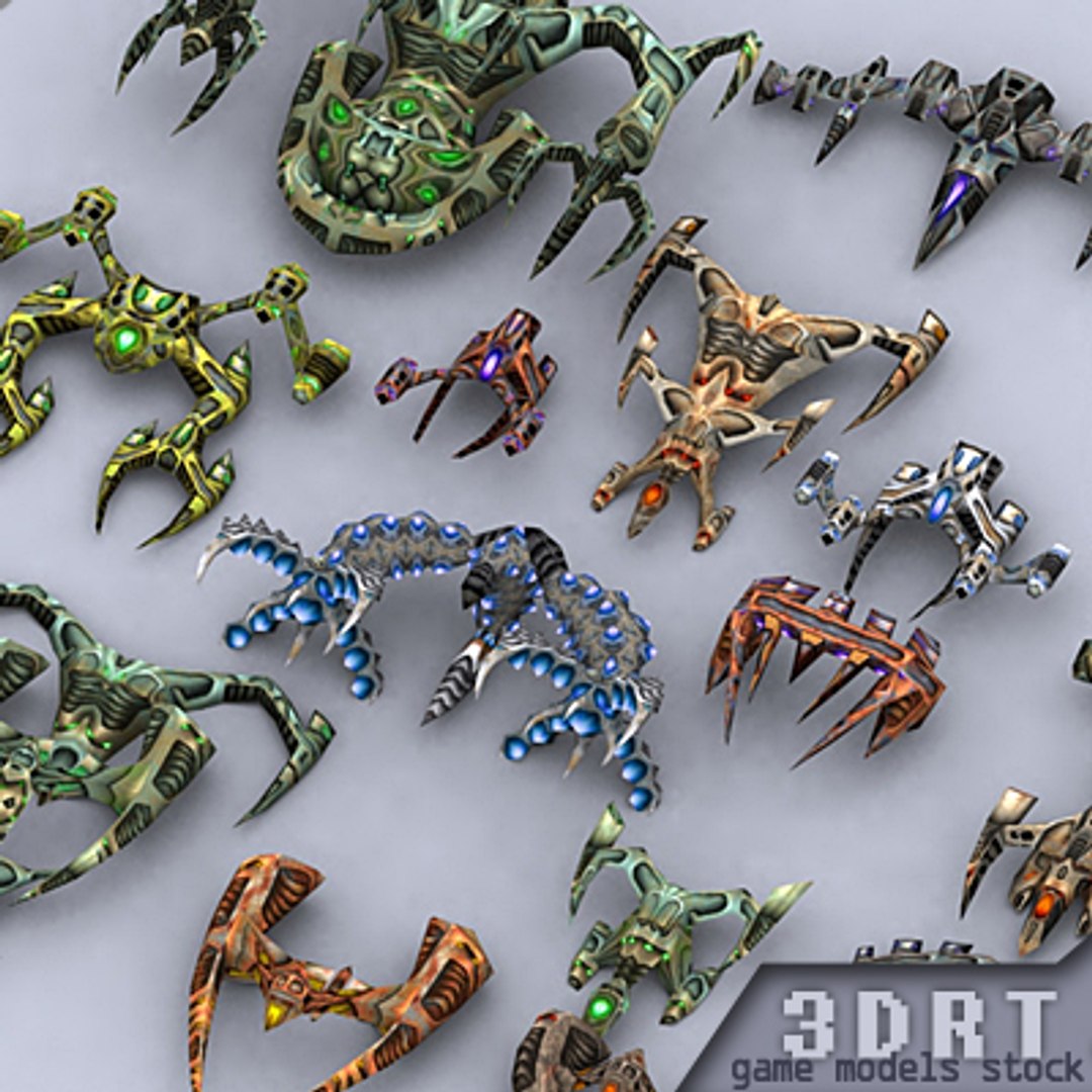 3d sci-fi aliens fleet - model
