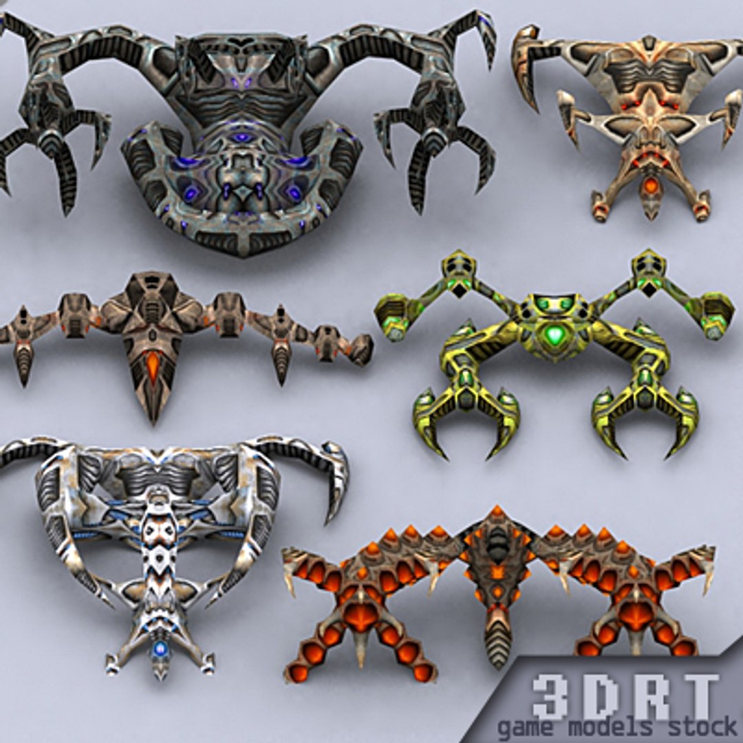 3d sci-fi aliens fleet - model