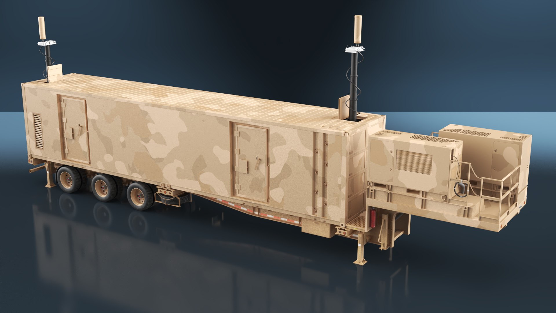 Military Battery Control Center Sand Camouflage Rigged Model ...