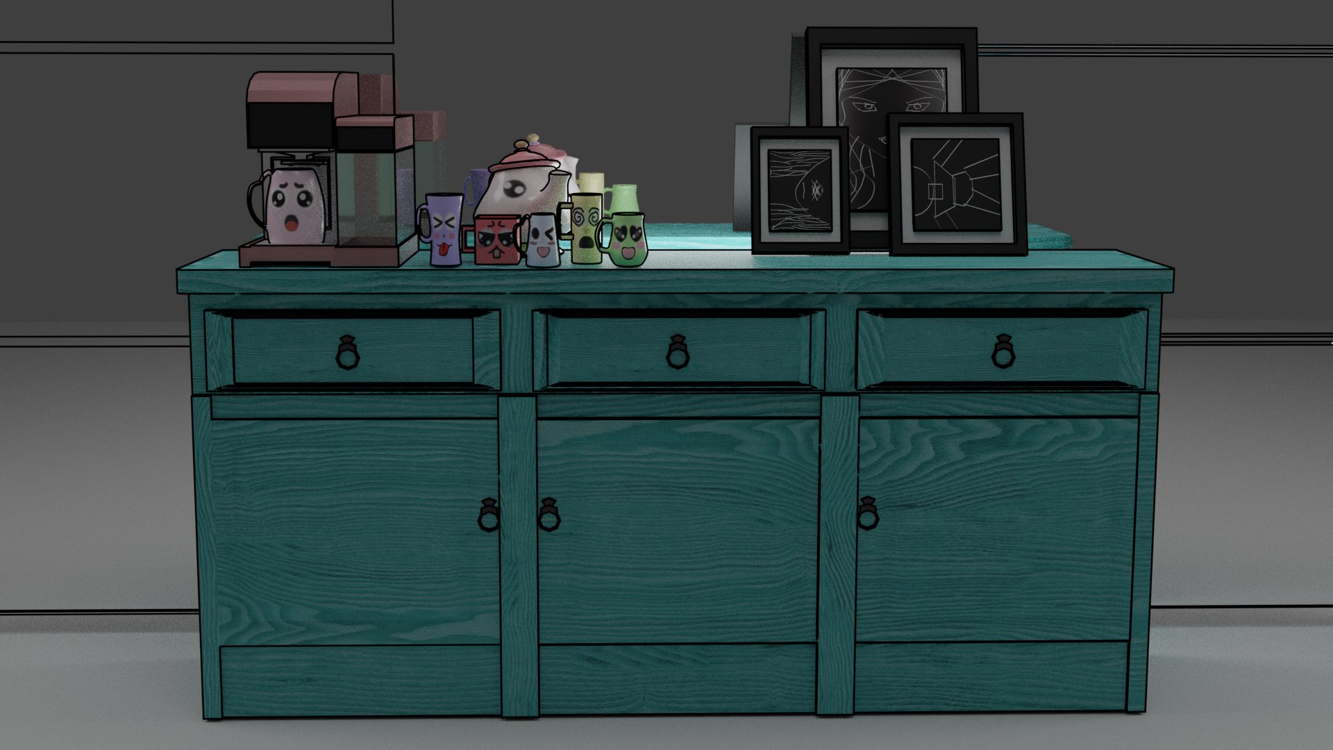 Free 3D vintage buffet - TurboSquid 1637473