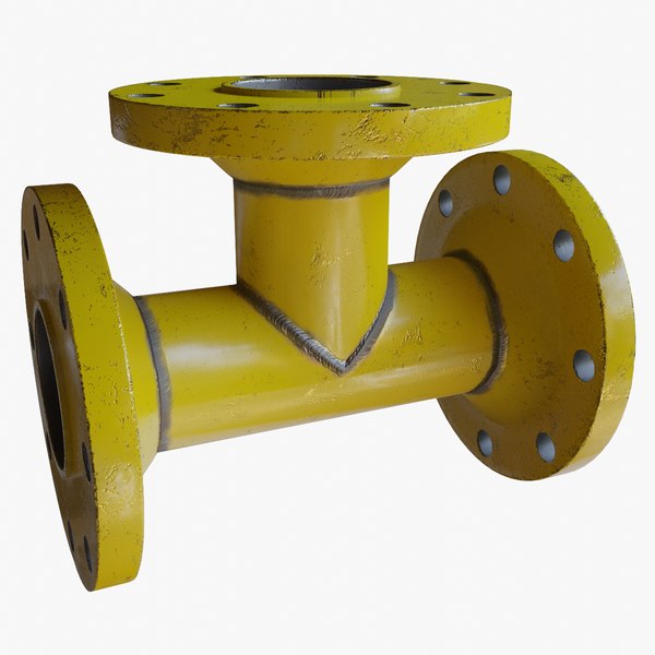 3D T Pipe DN100 Yellow model - TurboSquid 2039821