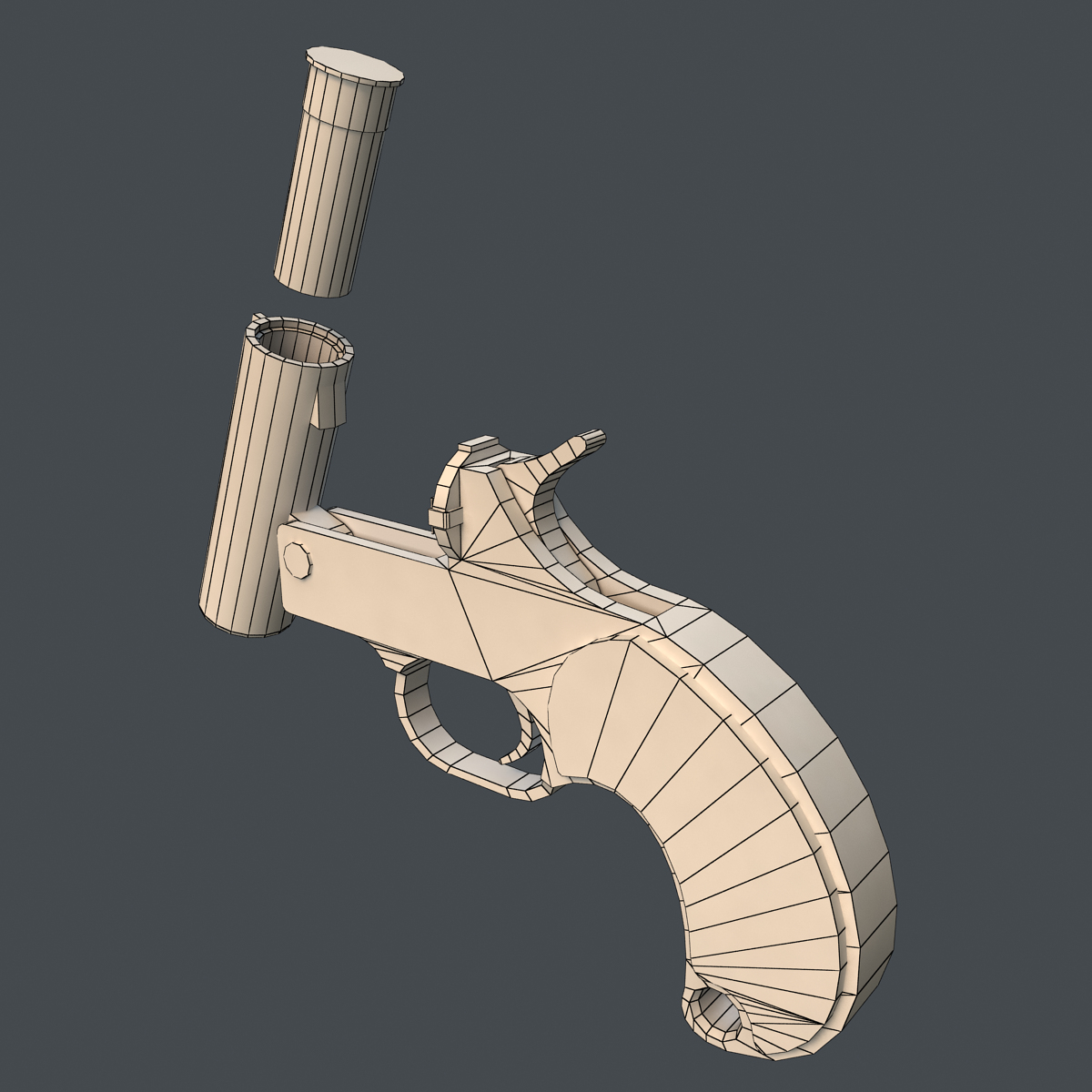 low-poly flare gun 3d model