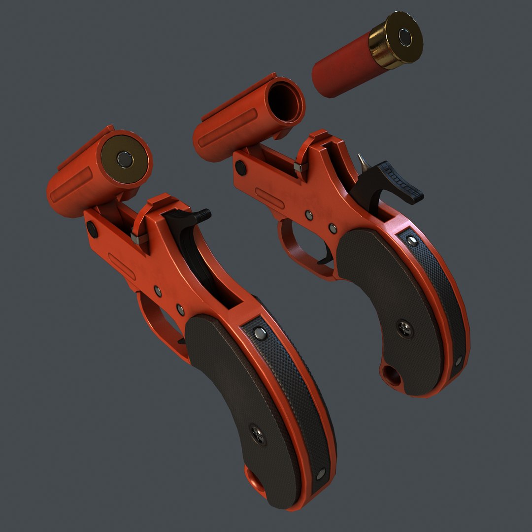 Low-poly Flare Gun 3d Model