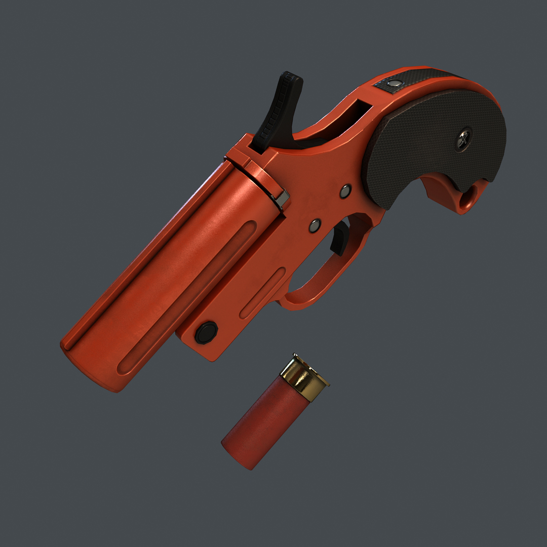 low-poly flare gun 3d model
