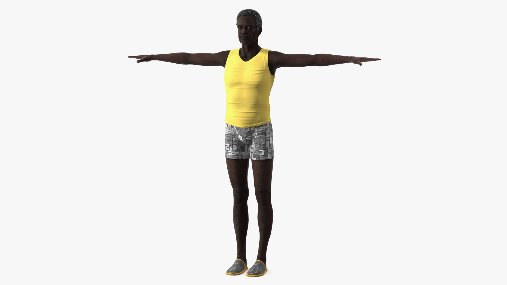 3D Black Elderly Man in Pajamas T-Pose model - TurboSquid 2015330