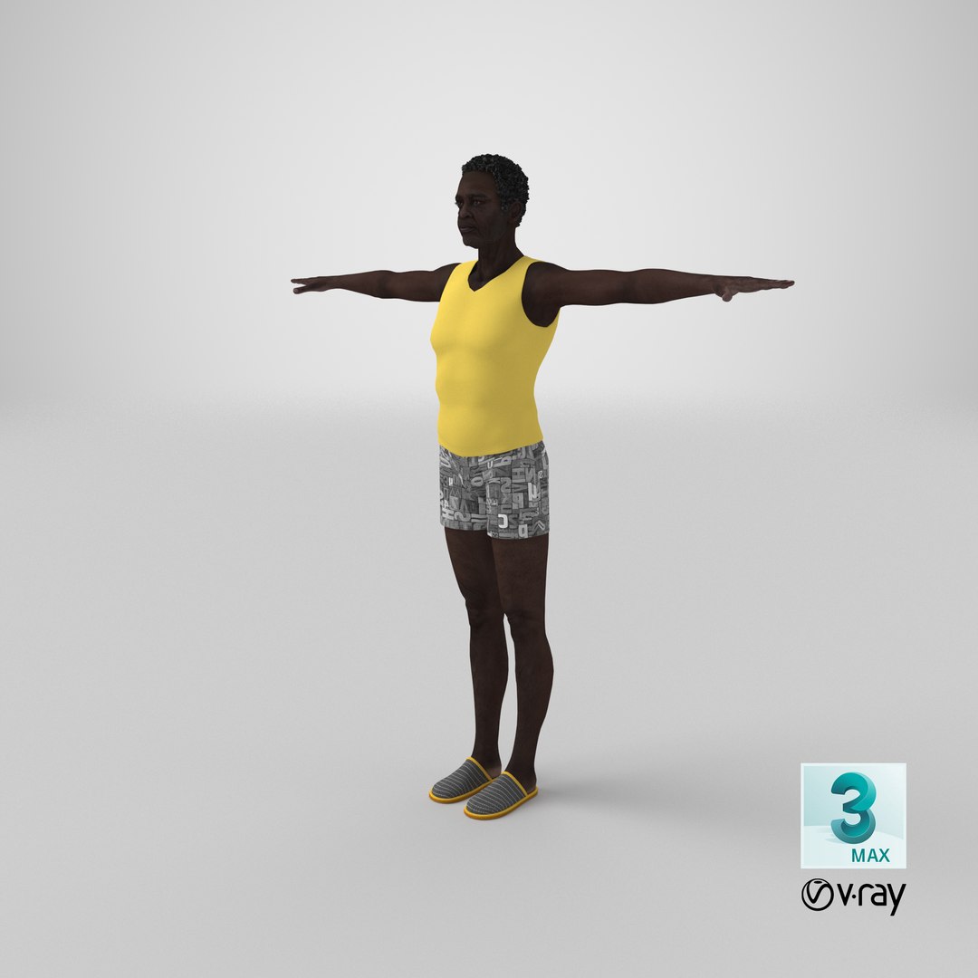 3D Black Elderly Man In Pajamas T-Pose Model - TurboSquid 2015330