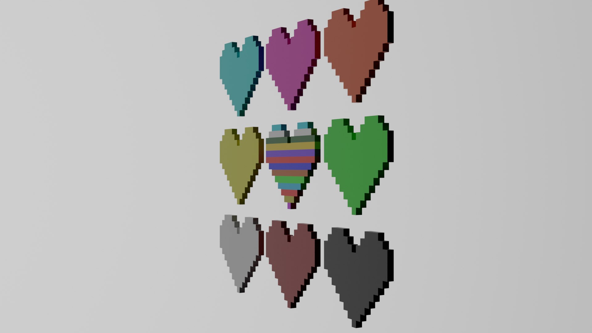 3D Pixel Heart - TurboSquid 2153344