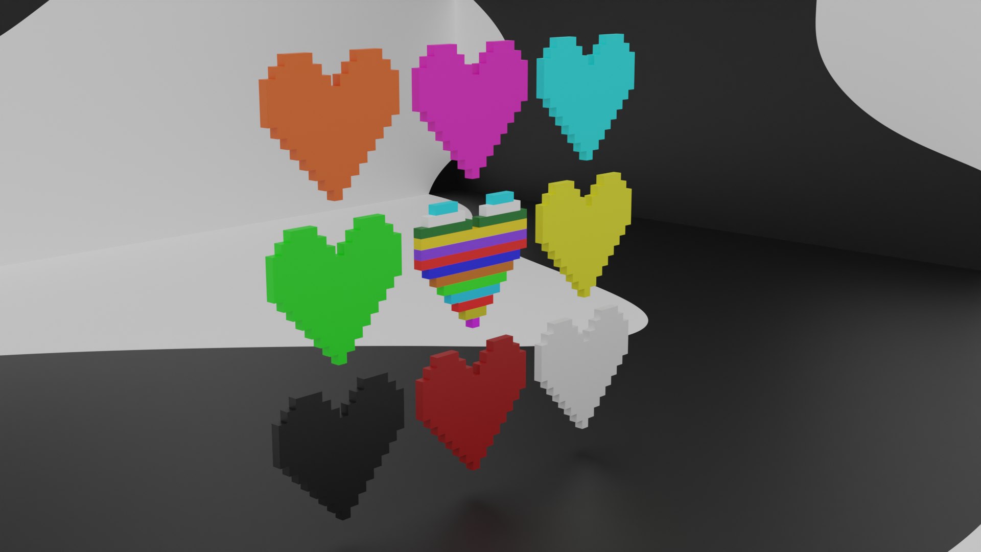 3D Pixel Heart - TurboSquid 2153344