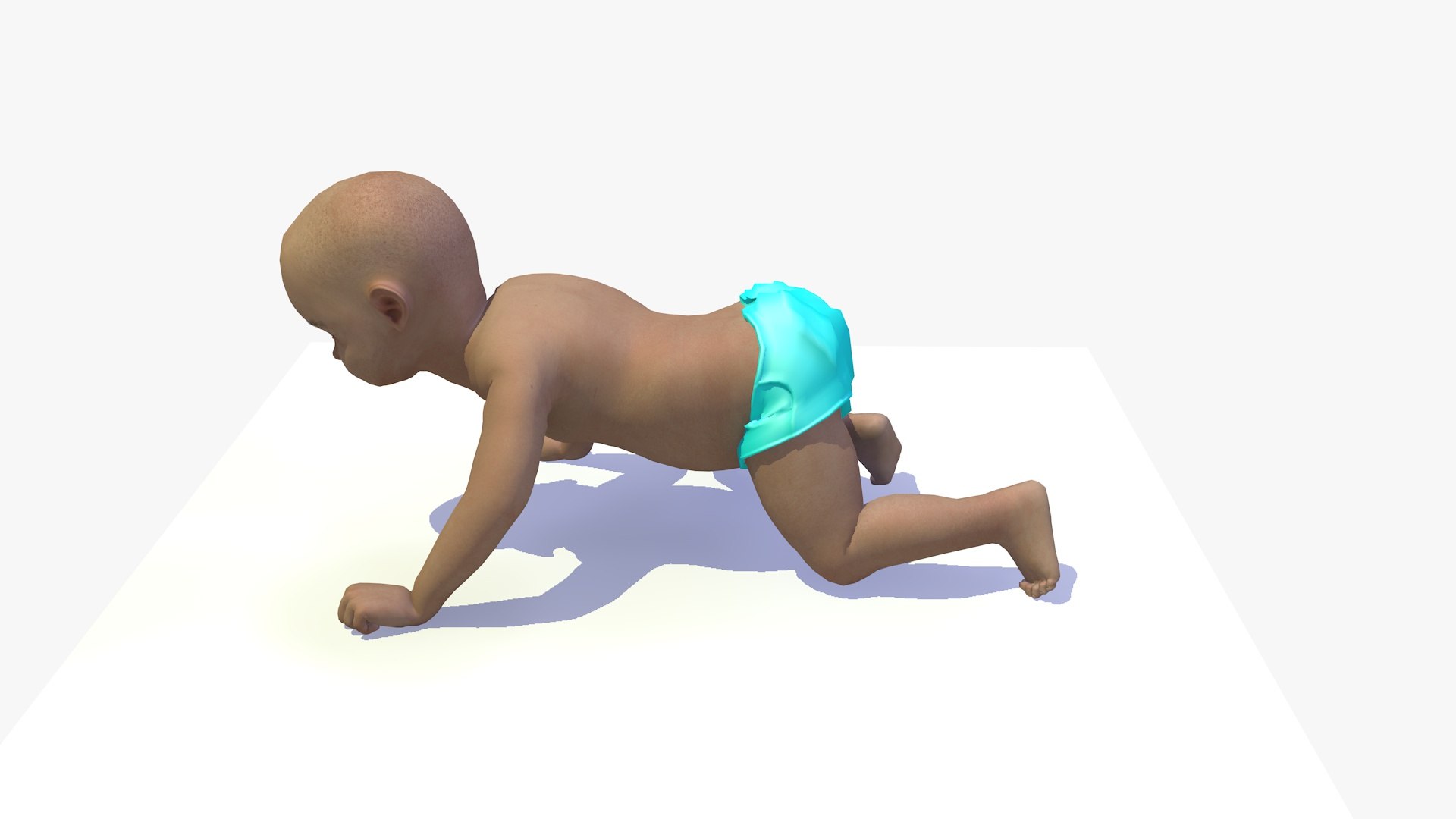 3D STATIC 3D MODEL OF A CRAWLING EURO 1 YR BABY TYPE 1 Model ...