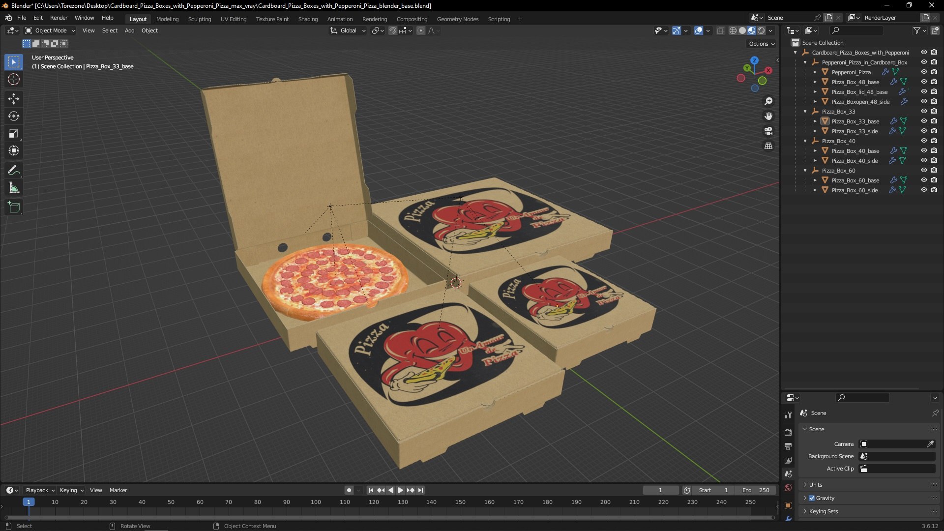 3D Cardboard Pizza Boxes With Pepperoni Pizza - TurboSquid 2296109
