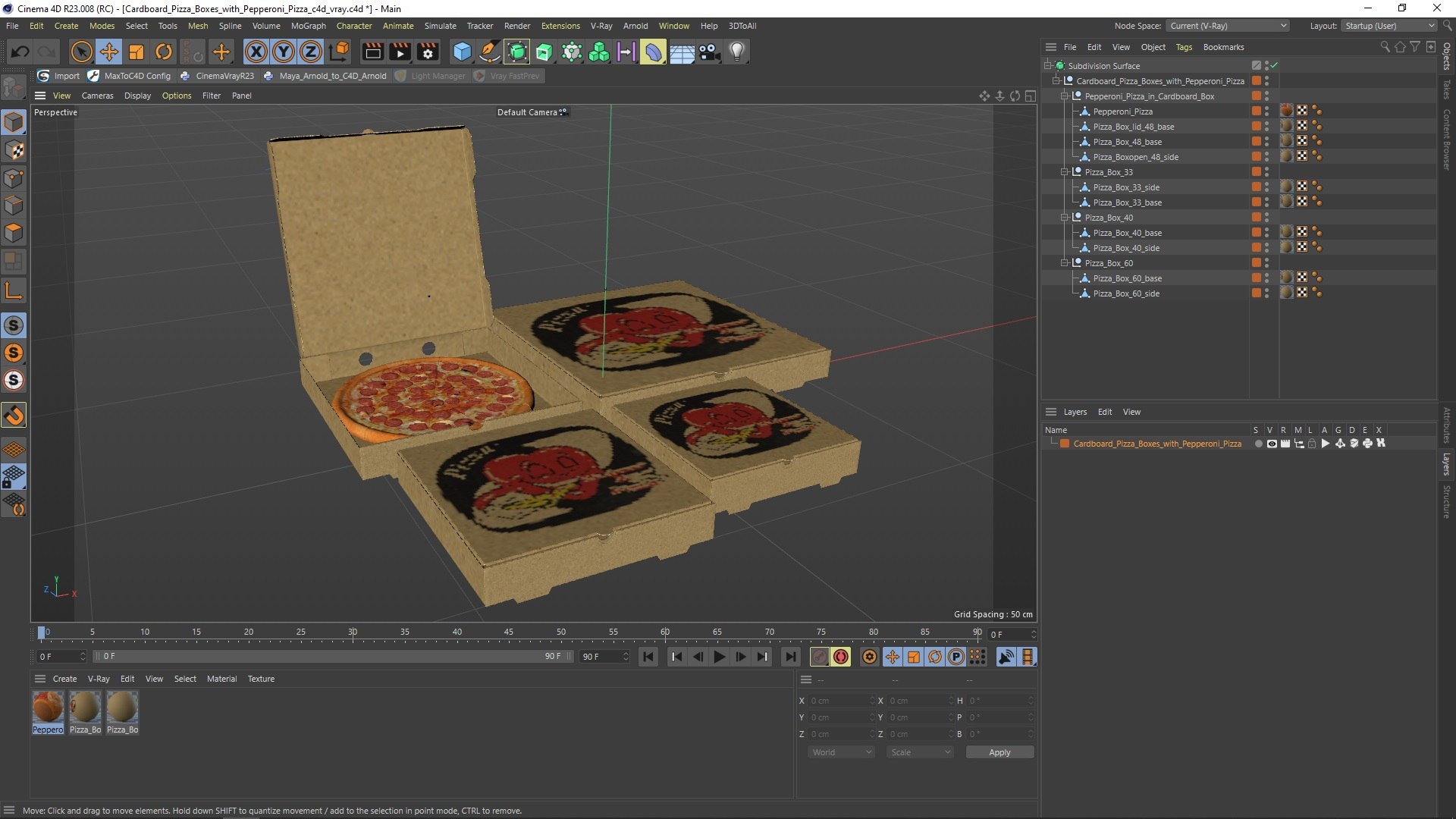 3D Cardboard Pizza Boxes With Pepperoni Pizza - TurboSquid 2296109