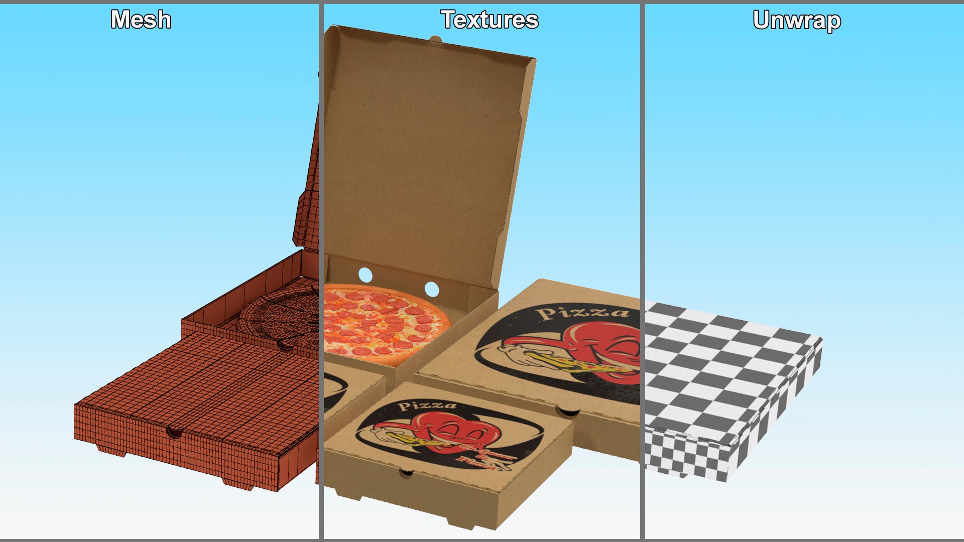 3D Cardboard Pizza Boxes With Pepperoni Pizza - TurboSquid 2296109