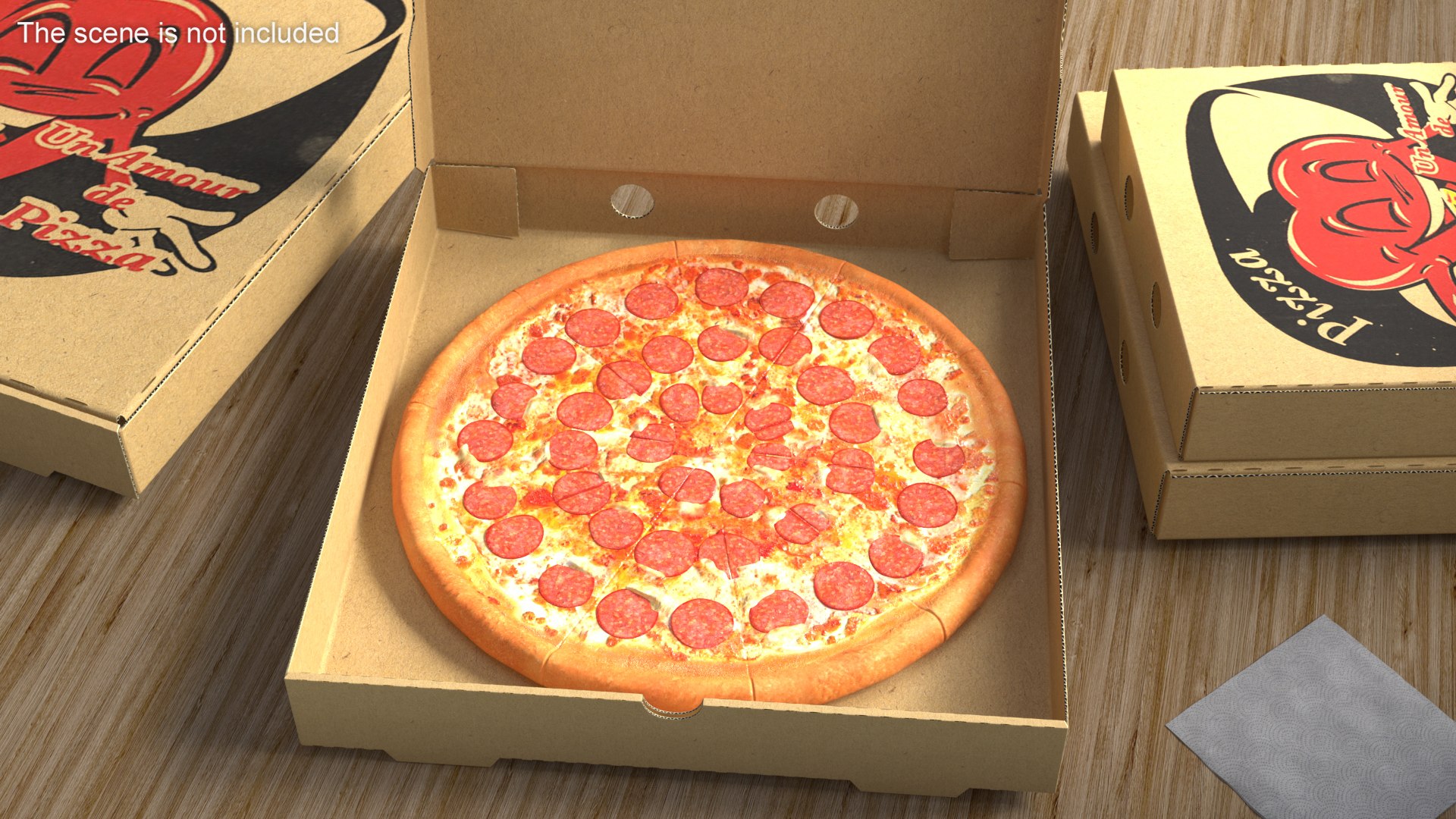 3D Cardboard Pizza Boxes With Pepperoni Pizza - TurboSquid 2296109