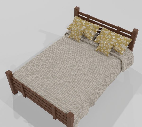 modelo 3d cama rustica gratis - TurboSquid 2122726