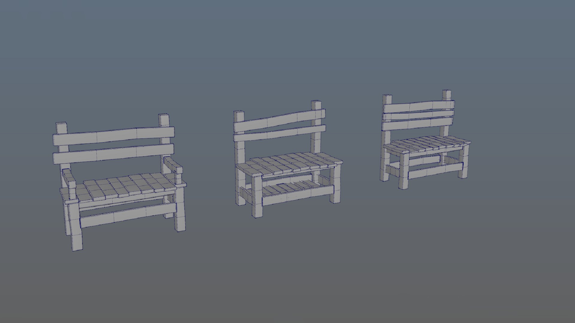 3D model Stylized bench bench 3 types PBR low-poly game ready Low-poly ...