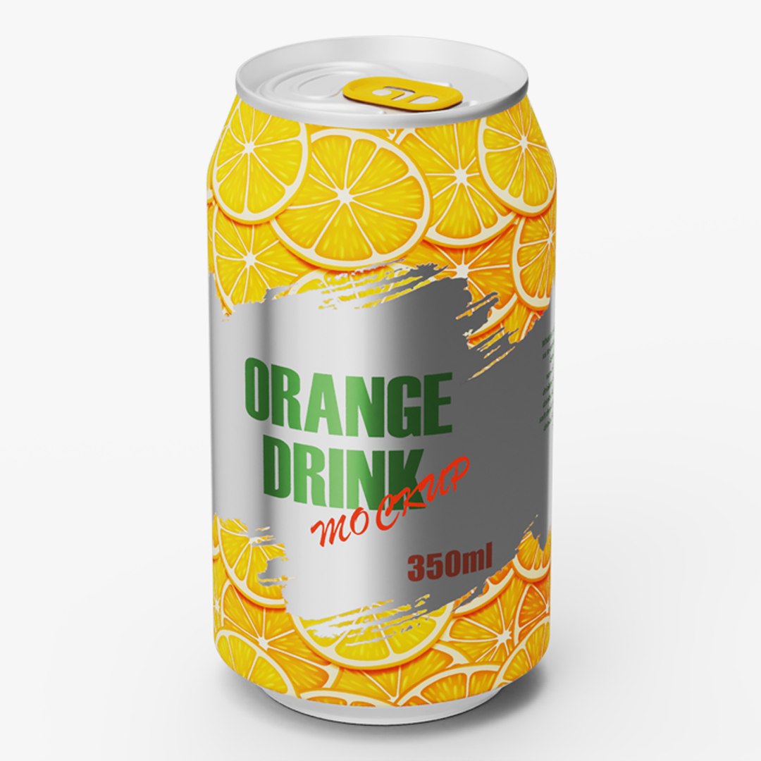 3D model Orange Coke Can Mockup 350ml Sleek - TurboSquid 2059383
