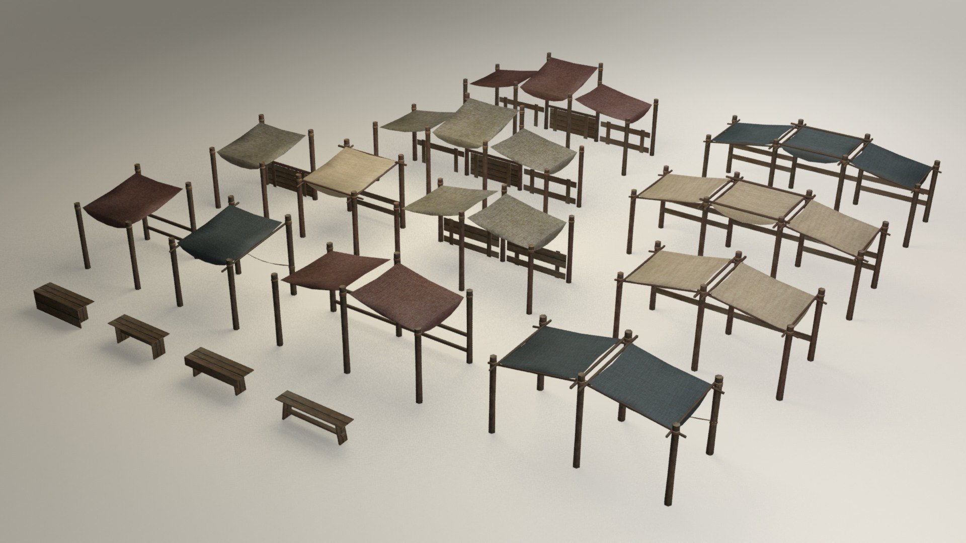 Medieval street markets modular collection model - TurboSquid 1810149