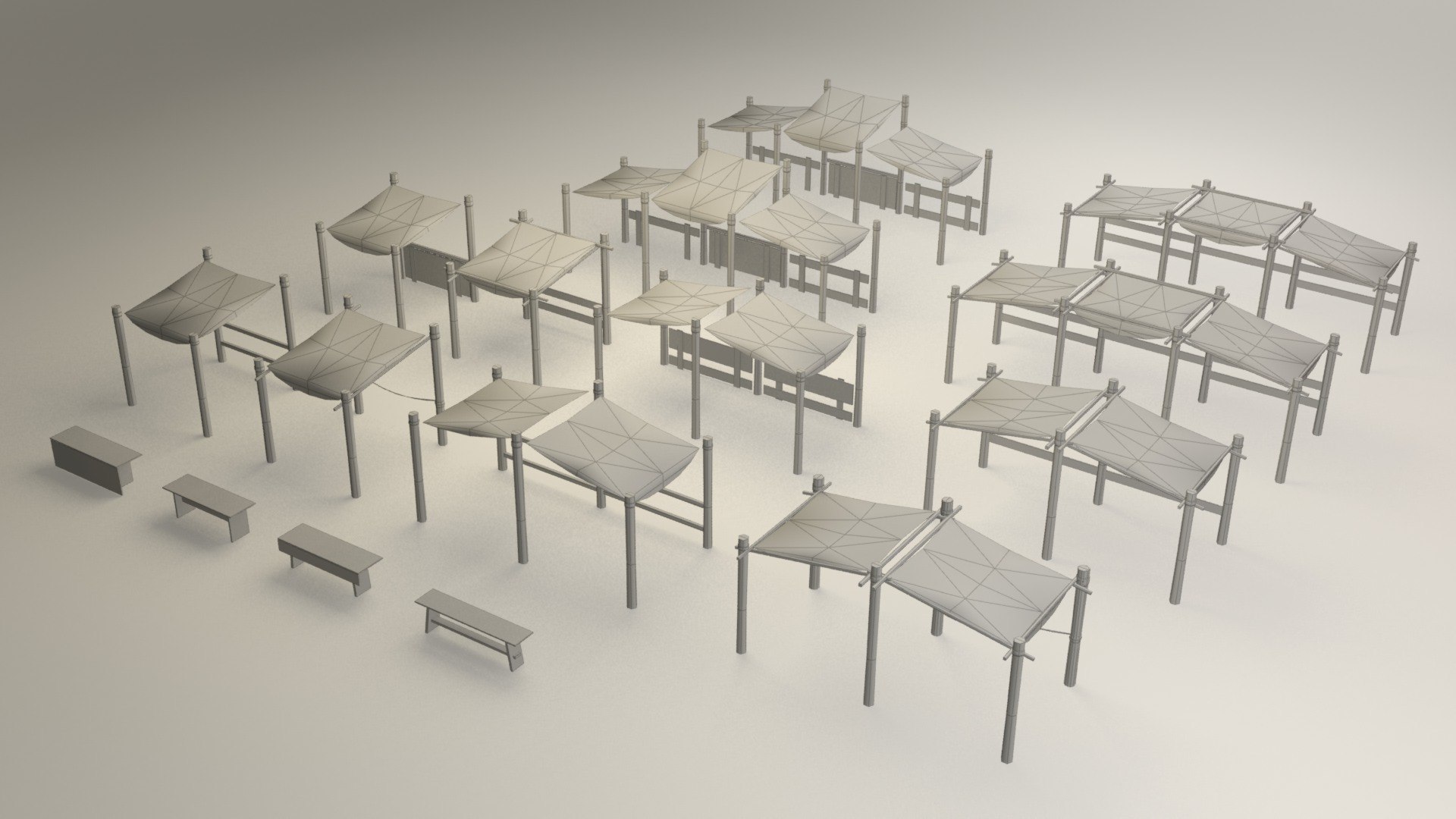 Medieval street markets modular collection model - TurboSquid 1810149