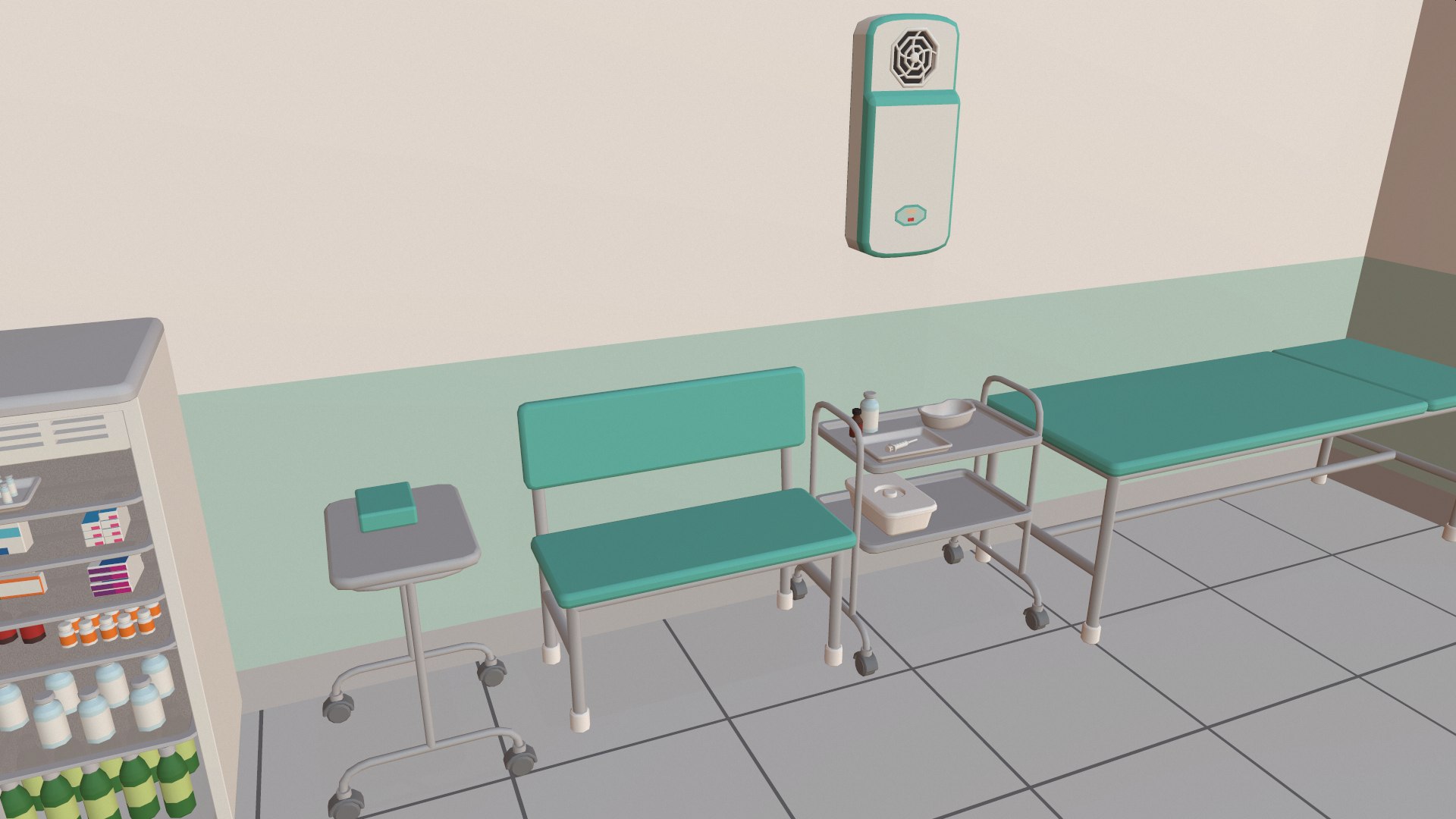 Cartoon medical treatment room 3D model - TurboSquid 1638731