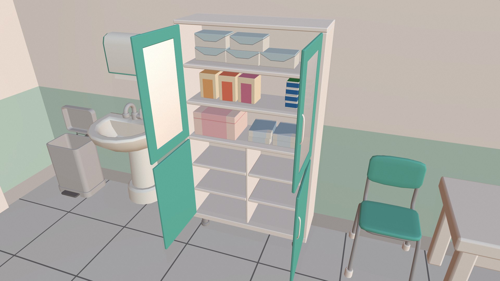 Cartoon medical treatment room 3D model - TurboSquid 1638731