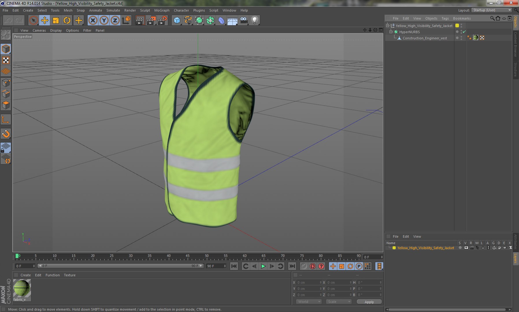 Yellow Visibility Safety Jacket 3d Model