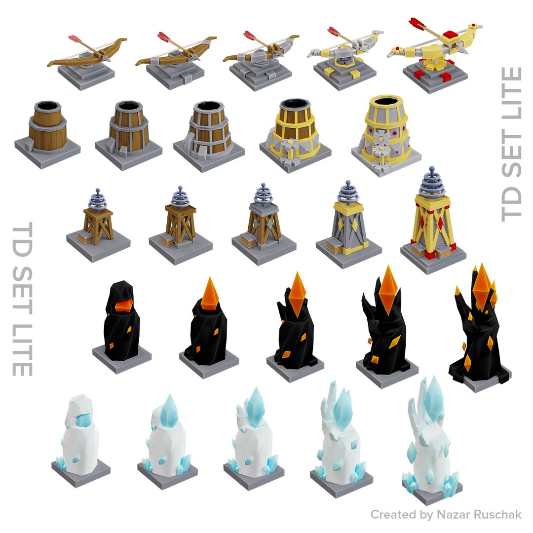 Tower Defence Set Lite 3D Model - TurboSquid 2394719