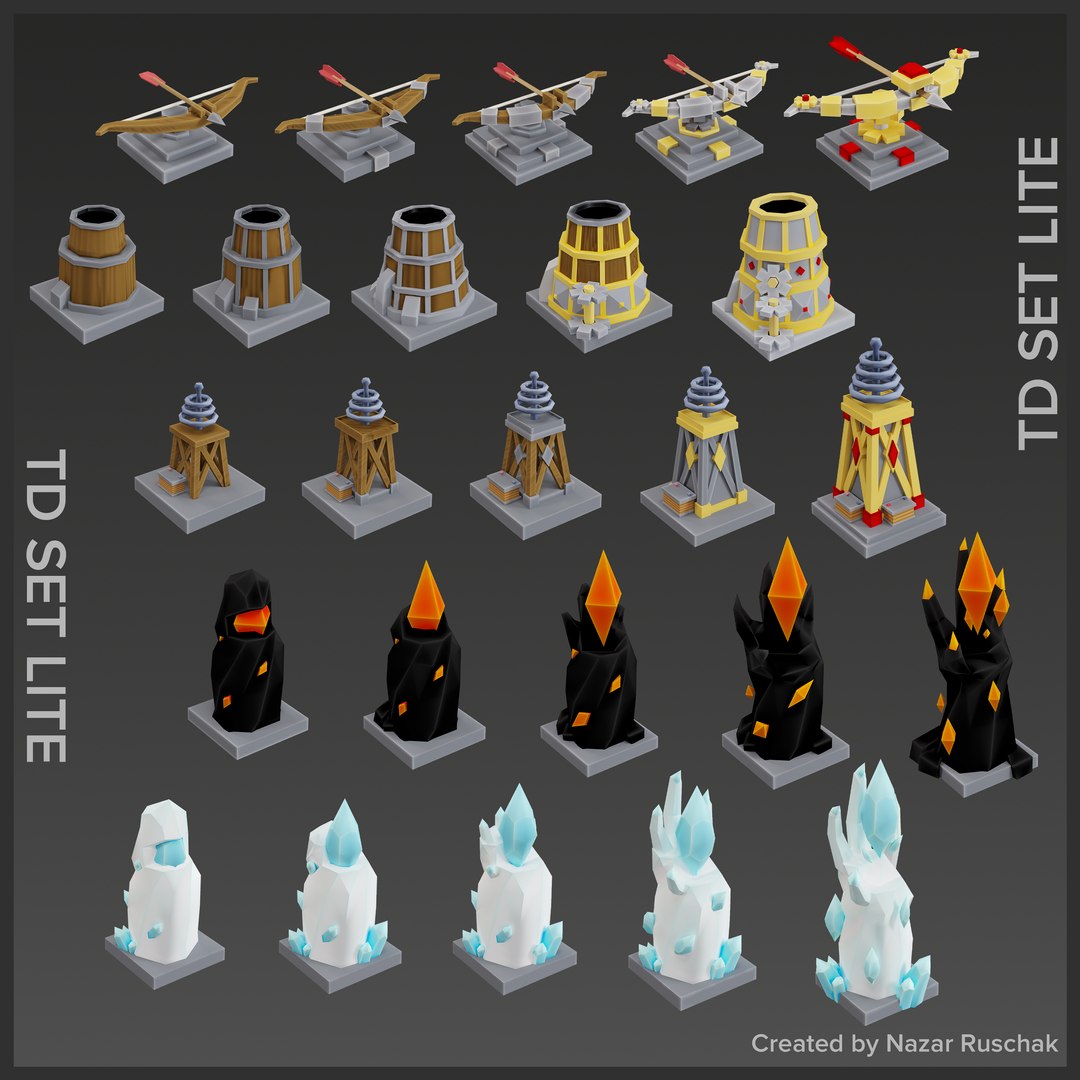 Tower Defence Set Lite 3D Model - TurboSquid 2394719