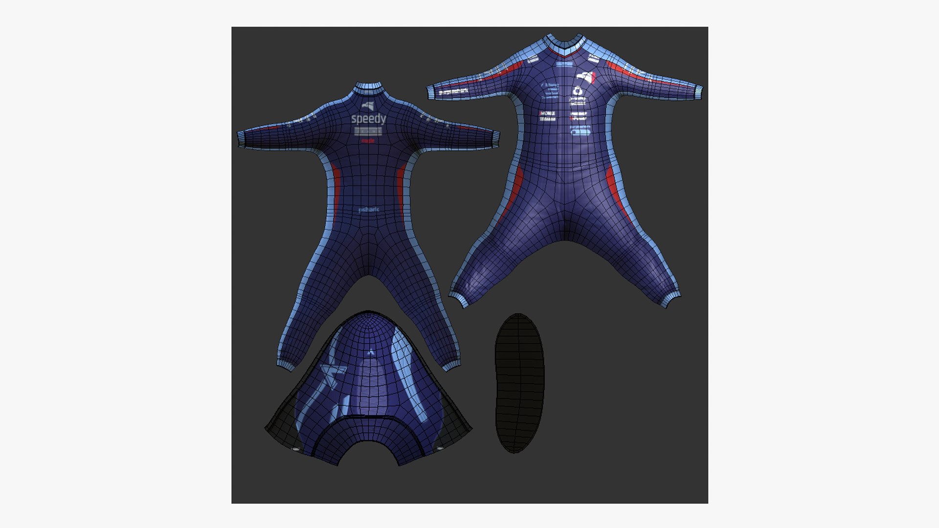 Racing Pilot Uniform A03 Dark Blue - Character Clothing Design 3D Model ...