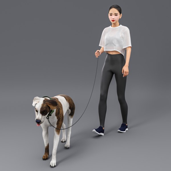 Modelo 3d Niña Pasea Con Un Perro Turbosquid 2210084