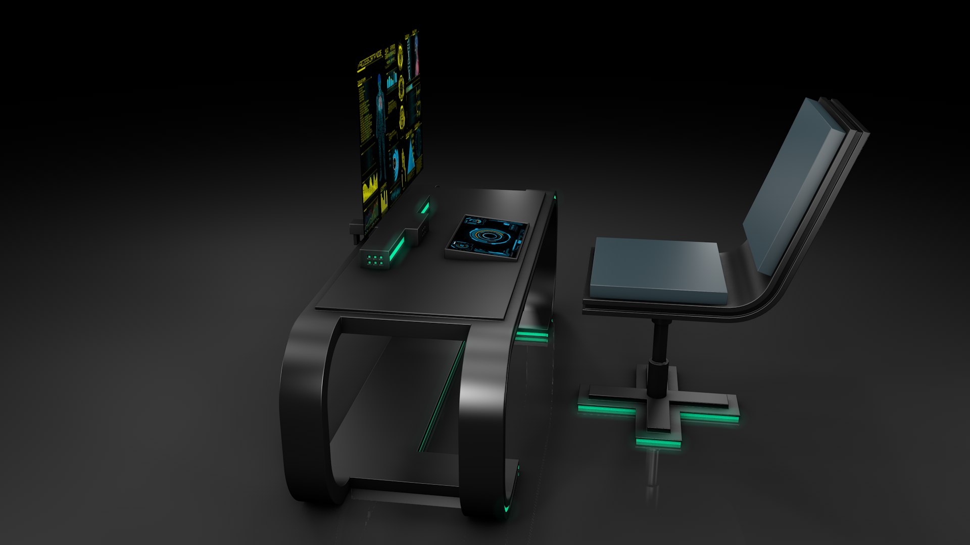 3D Sci Fi Table And Chair - TurboSquid 2251298