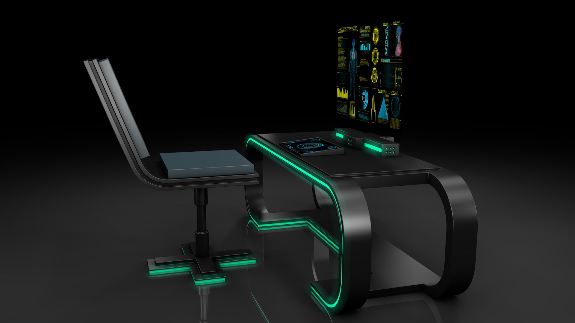 3D Sci Fi Table And Chair - TurboSquid 2251298