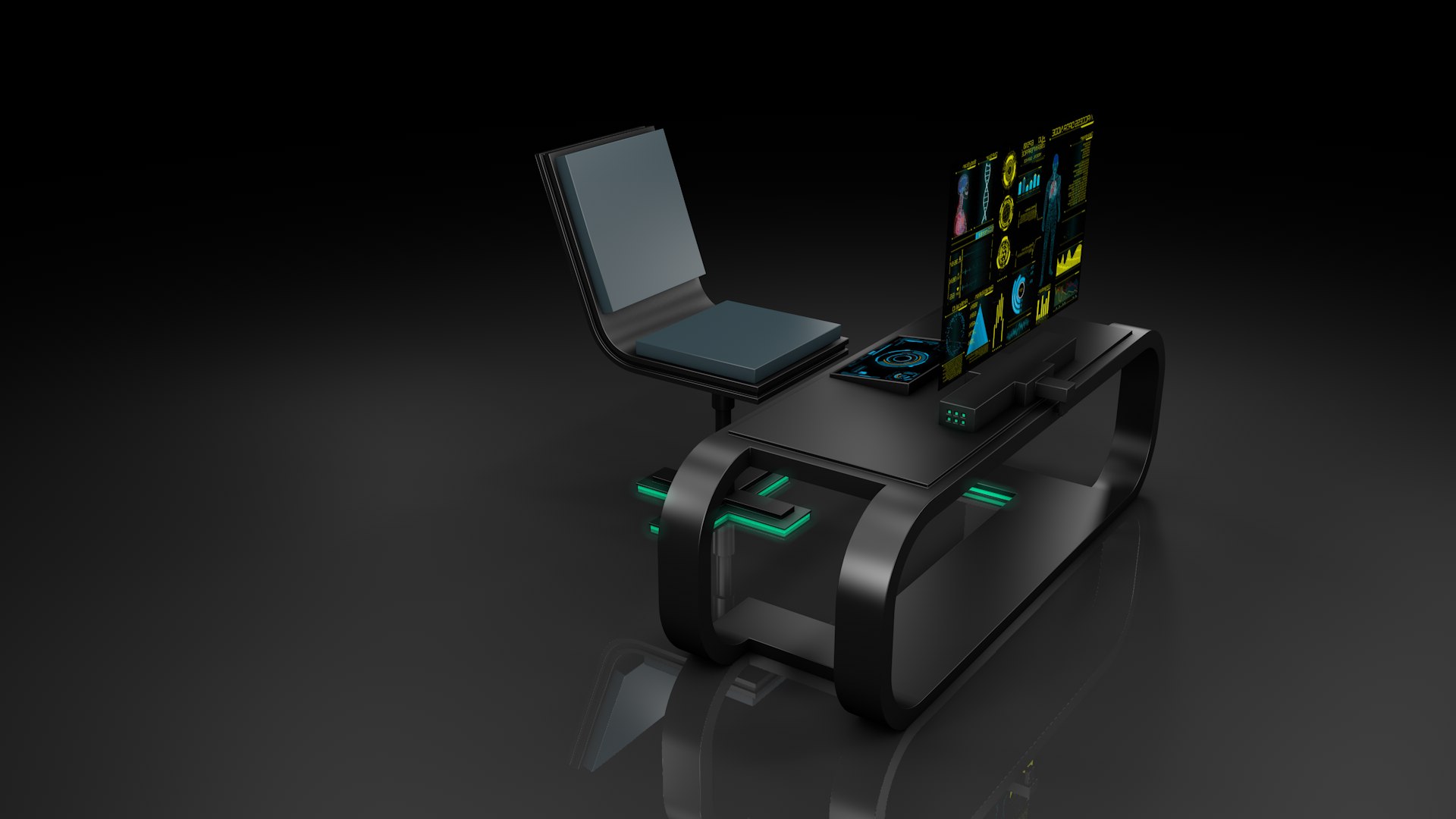 3D Sci Fi Table And Chair - TurboSquid 2251298